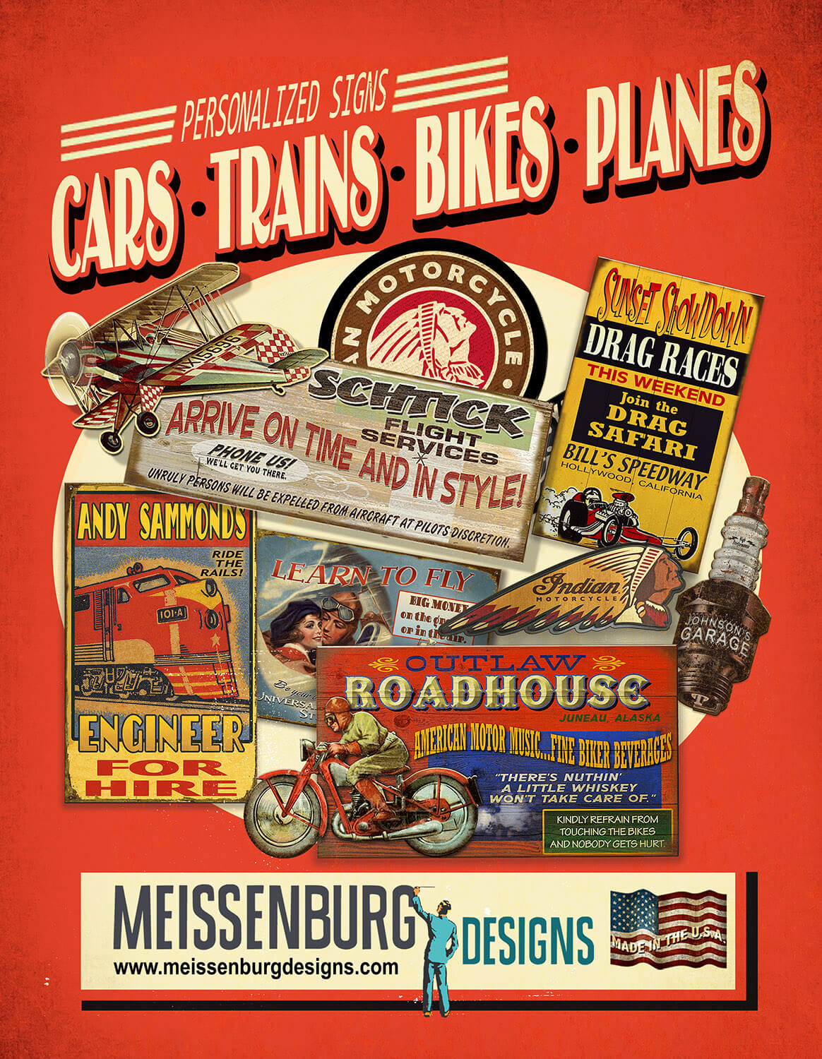 Vintage signs made in USA from Meissenburg Designs. Customization ...